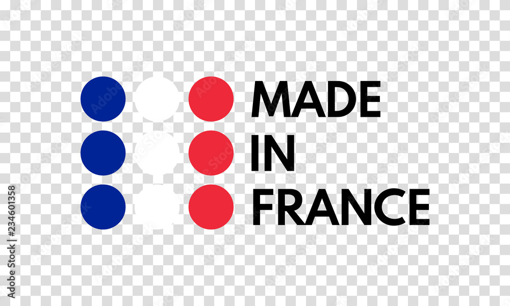 made in france, french flag colors circles vector logo on transparent ...