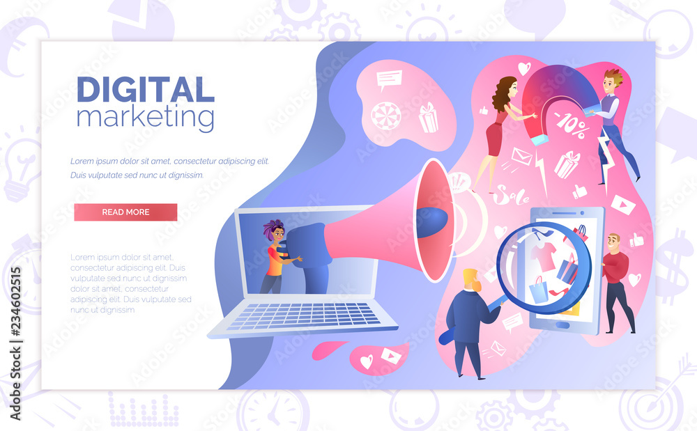 Digital Marketing Service Website Vector Template Stock ベクター | Adobe Stock