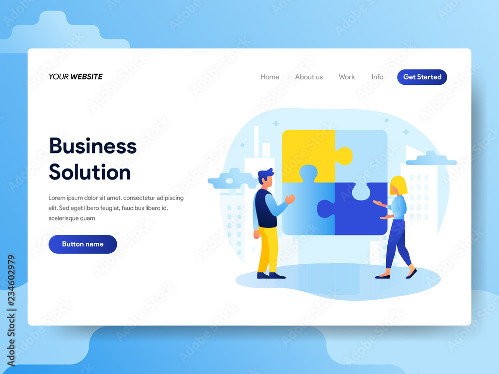 Landing page template of Business Solution Concept. Modern flat design ...
