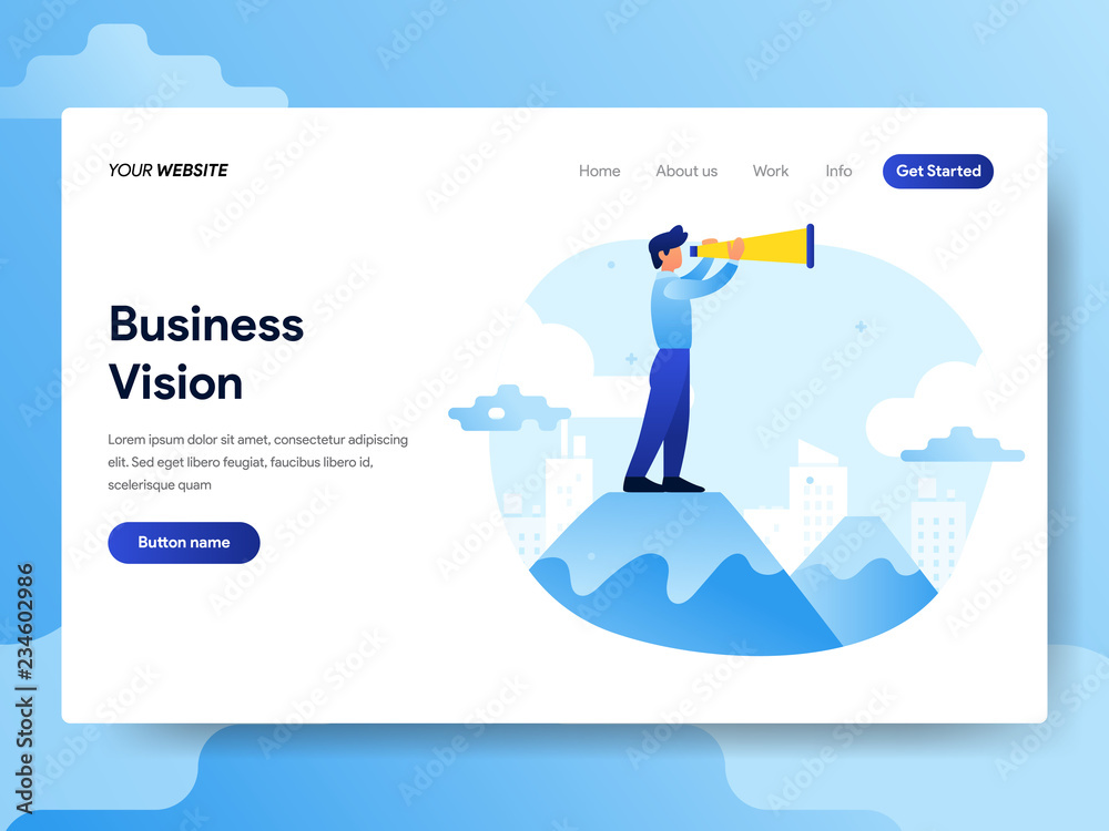 Landing page template of Businessman with Vision Concept. Modern flat ...