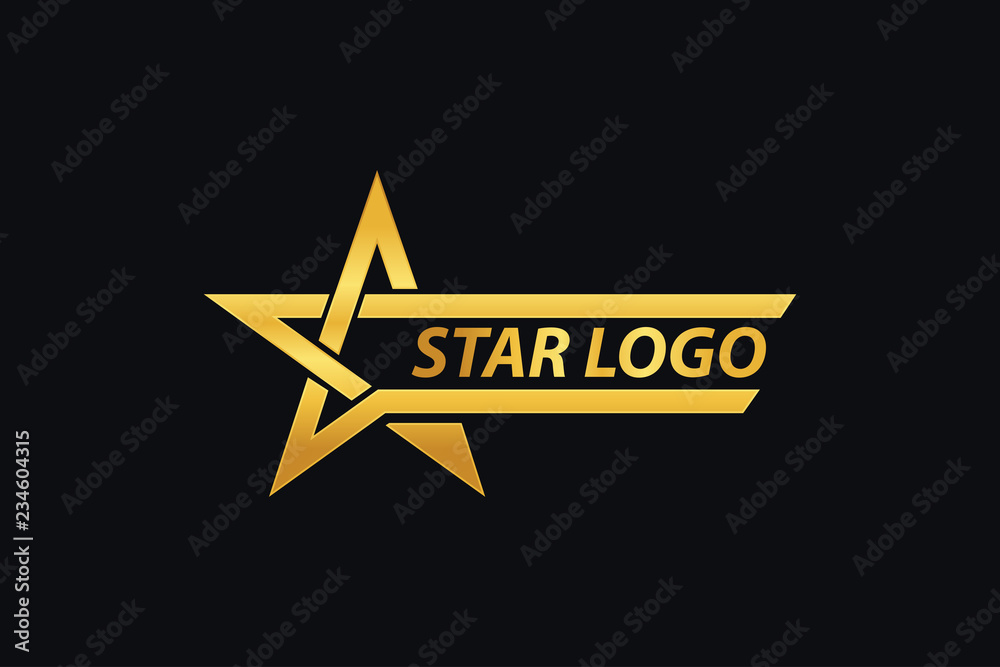 Gold Star logo designs template with Black Background Stock ...