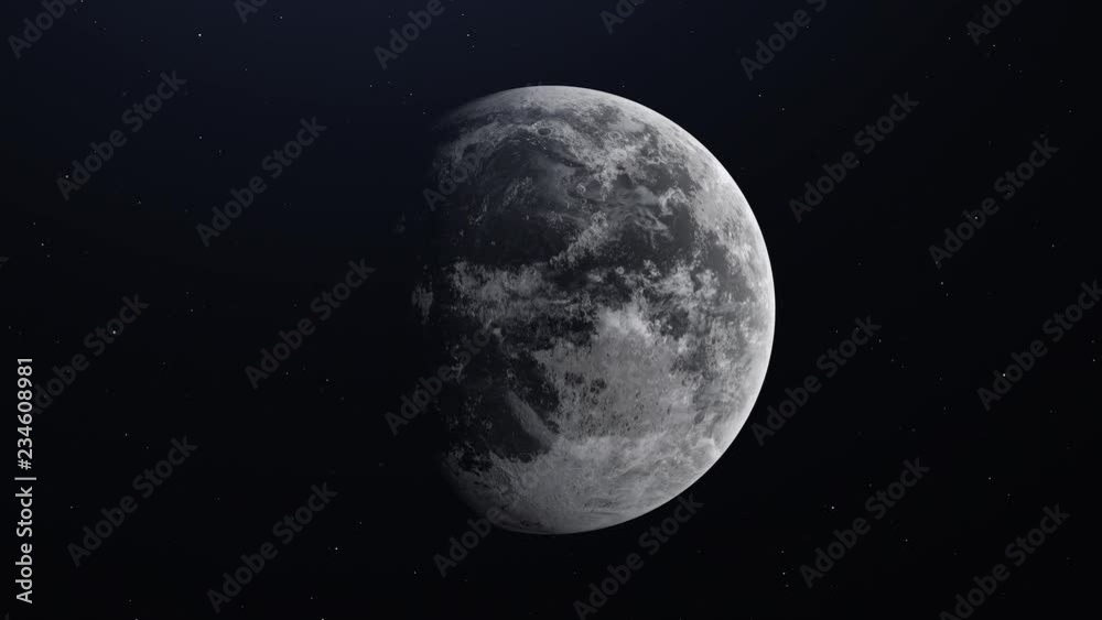 Realistic Full Moon Rotating From Space. 3d Animation. 4K Stock-Video ...