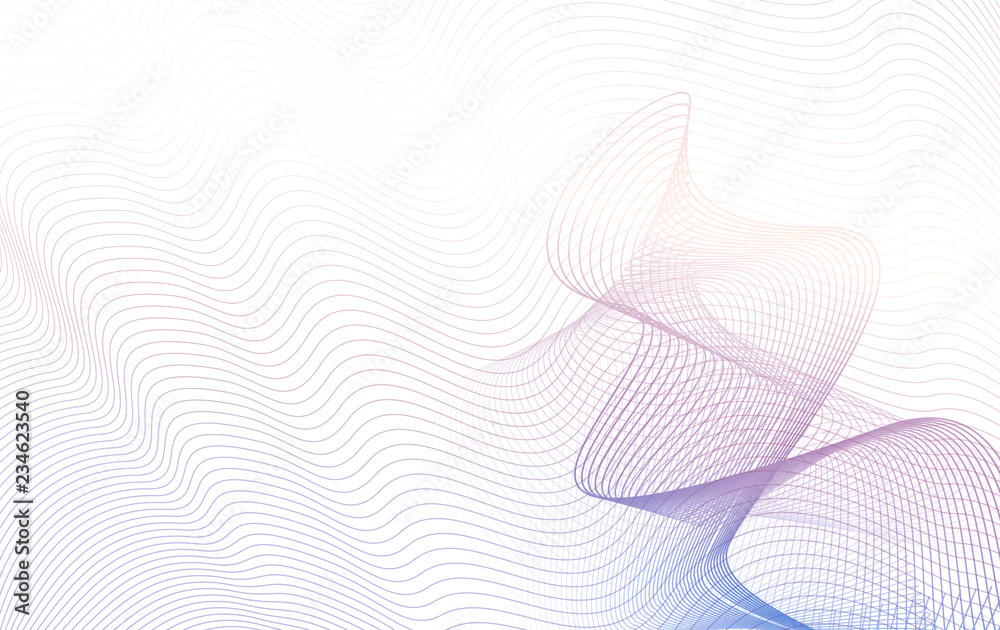 Pastel purple, blue, beige waving lines on white background. Abstract ...