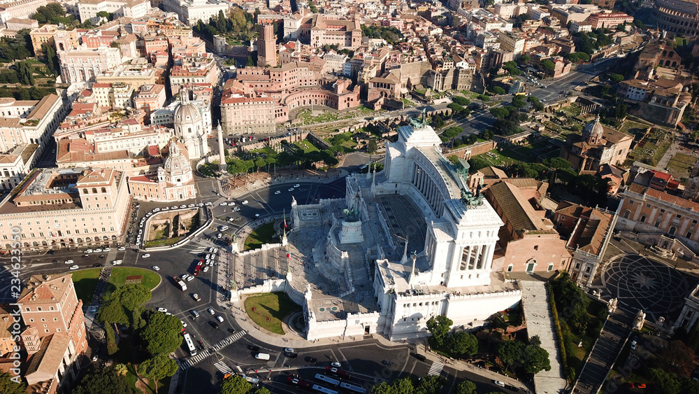 Aerial drone view of iconic neoclassic building of Altar of the ...