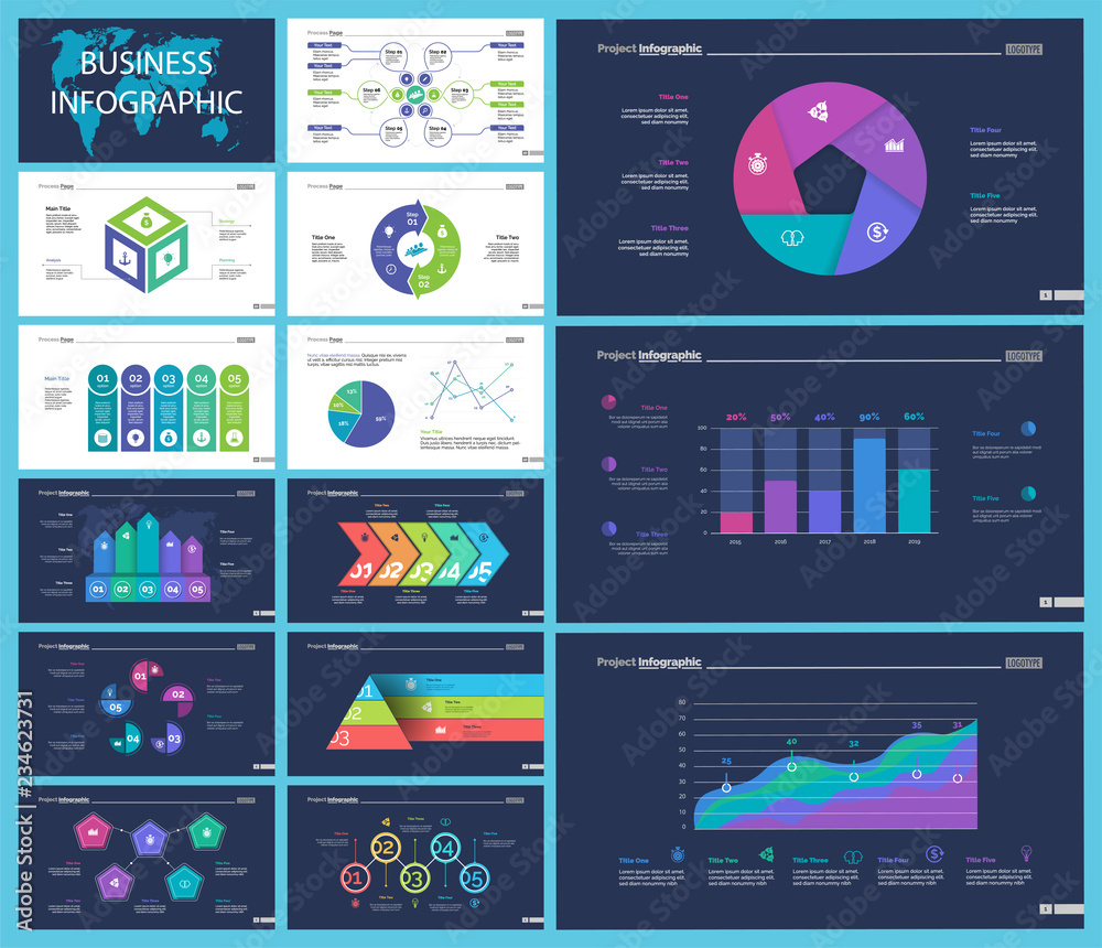 Business presentation page design set can be used for annual report ...