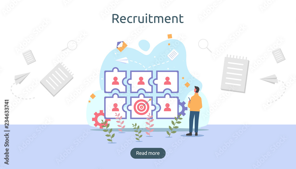 online recruitment or Job hiring concept with tiny people character ...