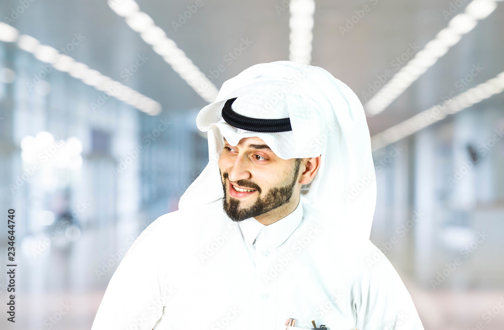 Arabian (Gulf area) smiling man with traditional wear. Stock Photo ...