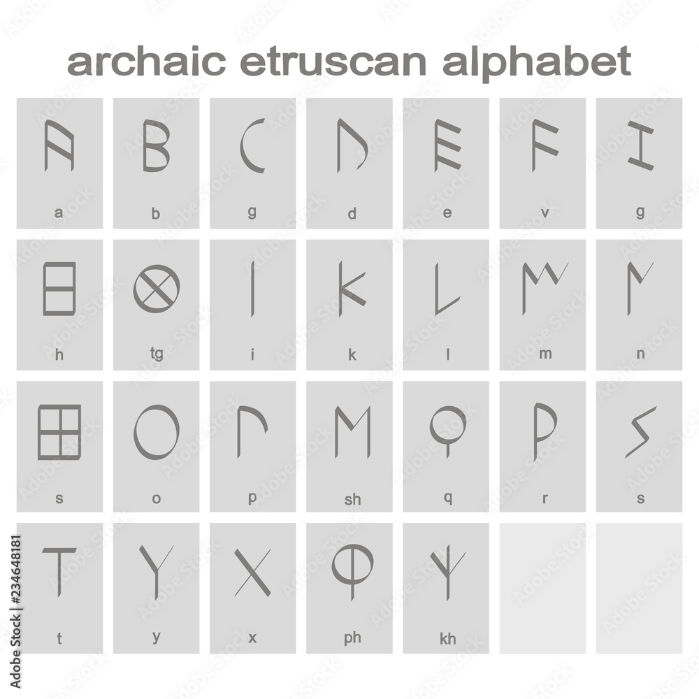 Set of monochrome icons with Etruscan alphabet for your design Stock ...