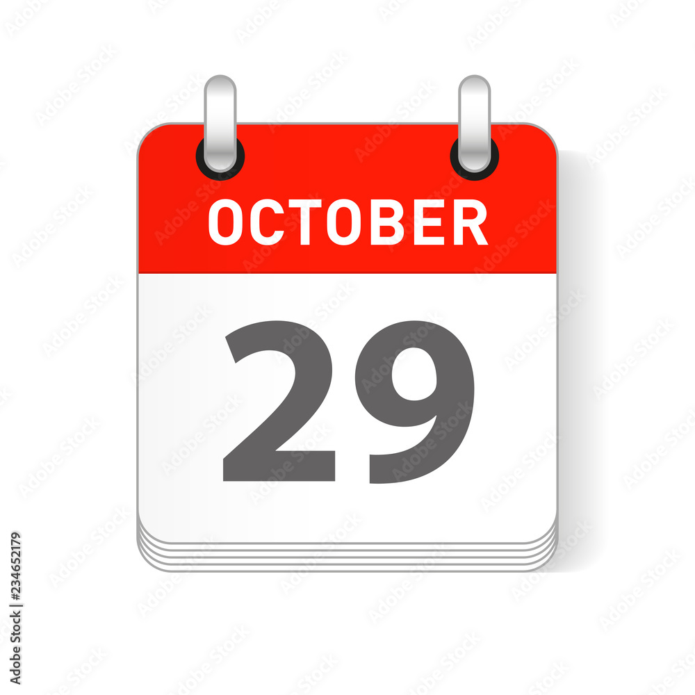 Vecteur Stock October 29 Calendar Date Design | Adobe Stock