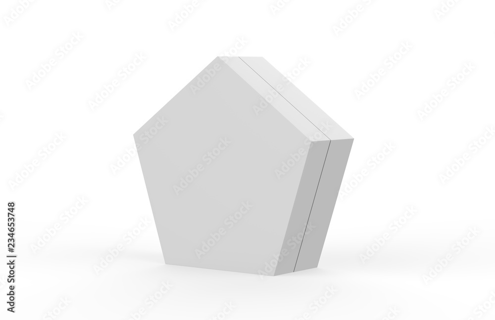 Blank White Cardboard Pentagon Packaging Box, Mock Up Template On ...