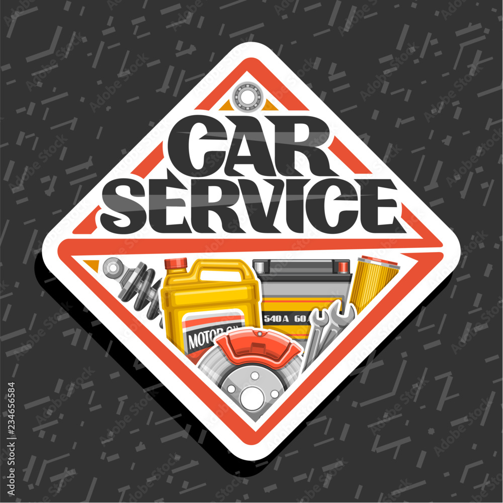 Vector logo for Car Service, white sticker with set of different auto ...