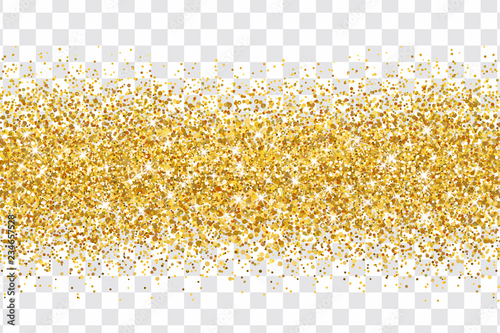 Gold glitter on transparent background. Vector shine border. Design ...