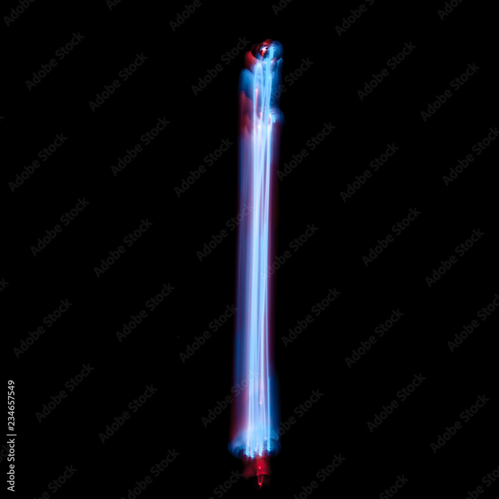 Letter I of the alphabet made from neon sign. The blue light image ...