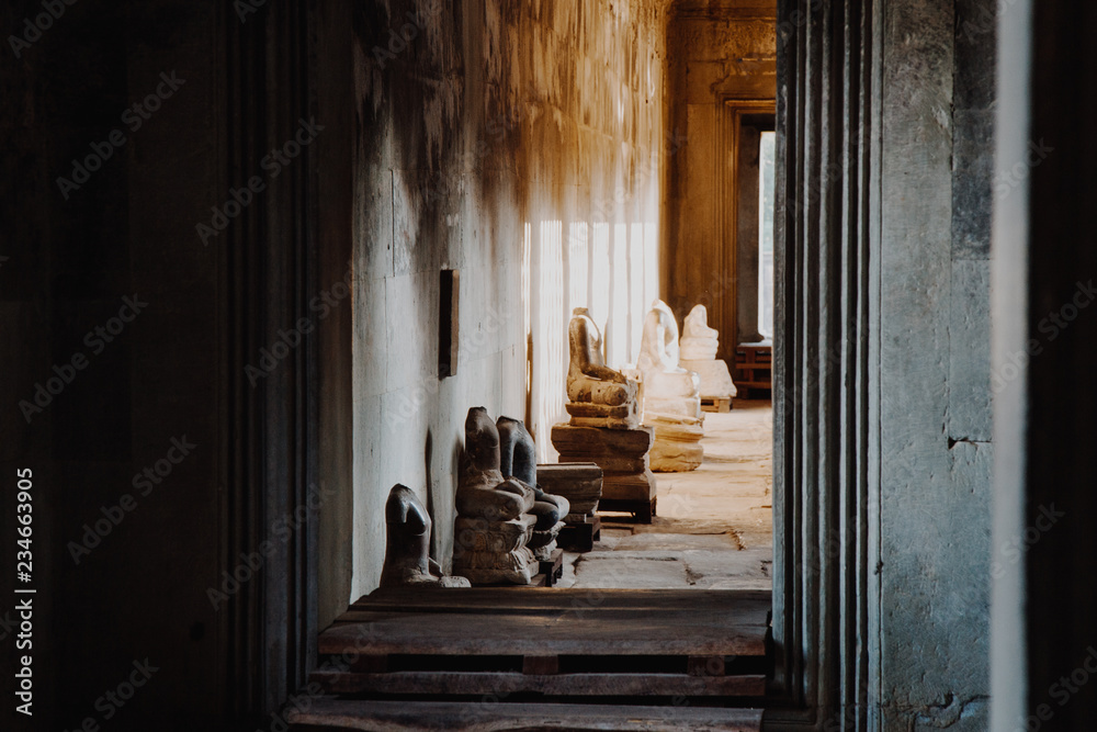 Light shadow of Angkor Wat the World Heritage and also one of seven ...