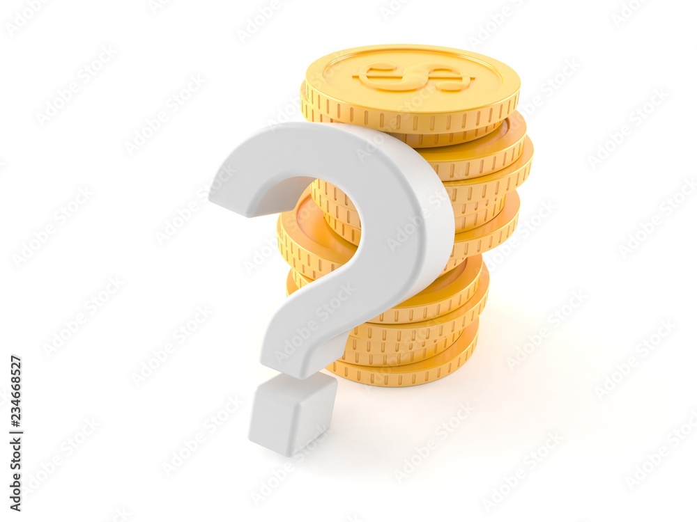 Question mark with stack of coins Stock Illustration | Adobe Stock