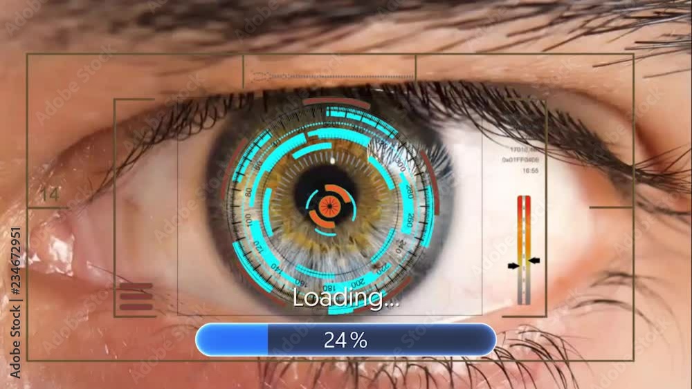 Human Eye Scan Technology Interface Animation. Futuristic digital ...