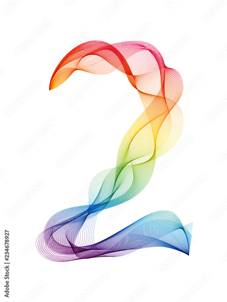 WAVY RAINBOW NUMBER 2 ICON Stock Vector | Adobe Stock