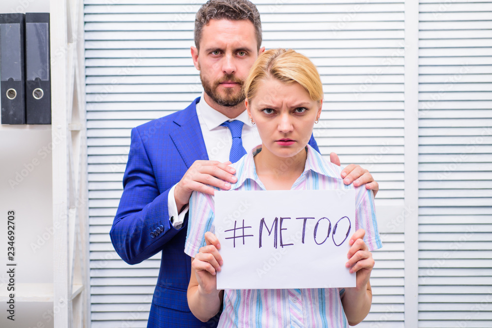Boss or manager molesting female employee in workplace. Workforce ...