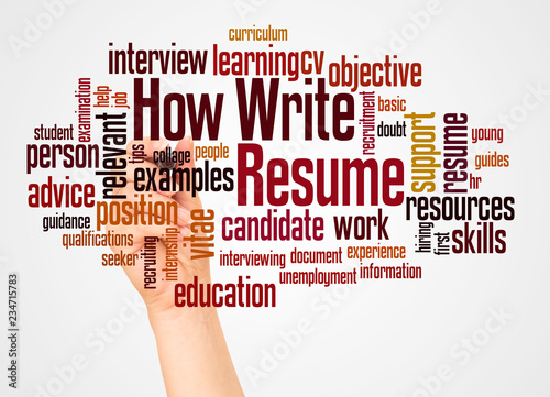 How write resume word cloud and hand with marker concept Stock ...