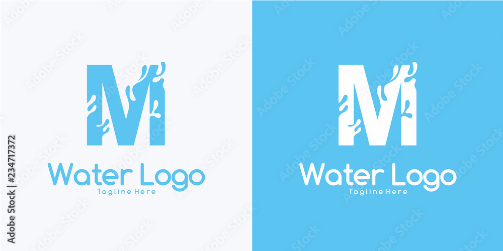 combination letter M and Water logo design concept Stock Vector | Adobe ...
