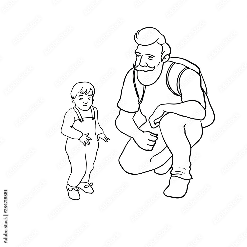 Father And Son Talking Drawing