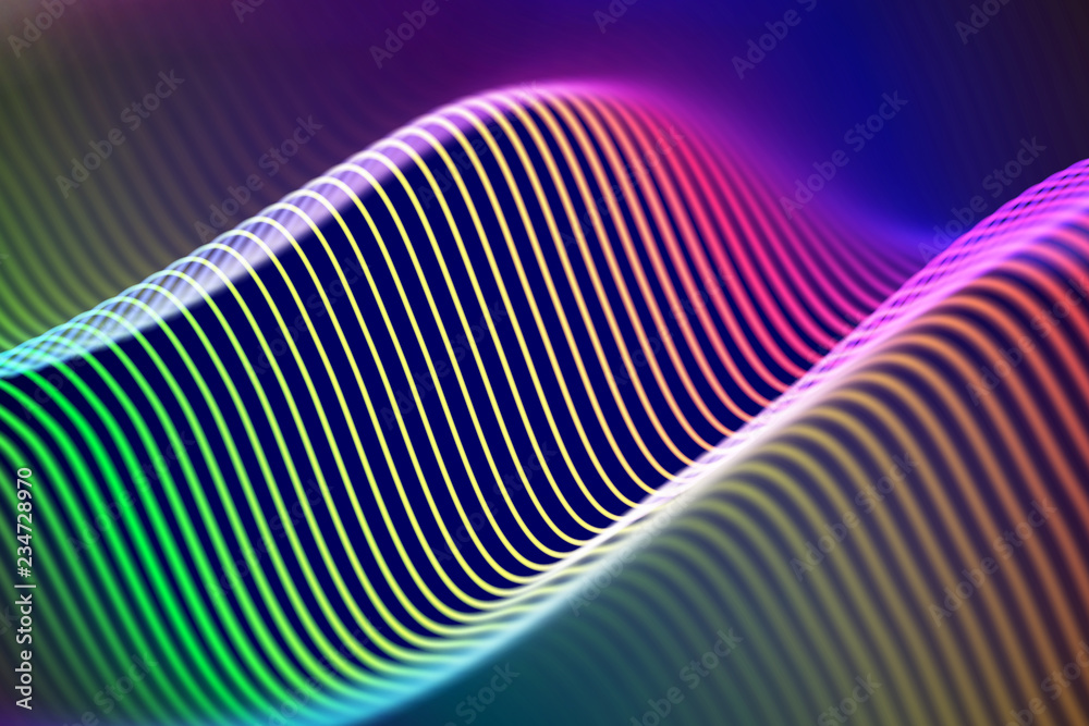 3D Sound waves. Big data abstract visualization. Digital technology ...