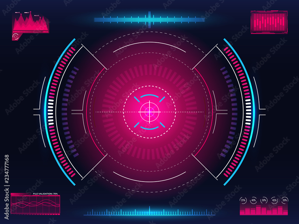 Aim system. Modern aiming concept. Futuristic HUD interface with bright ...