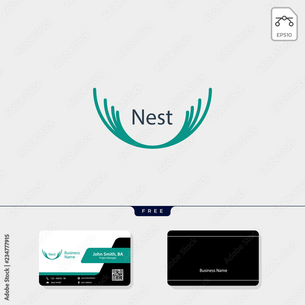 nest logo template vector illustration, free business card design Stock ...