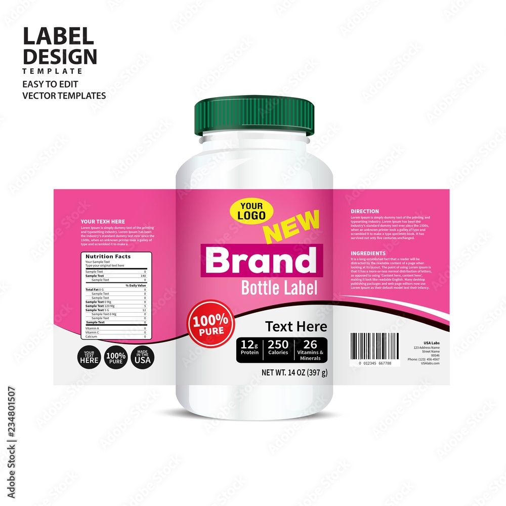 Bottle label, Package template design, Label design, mock up design ...