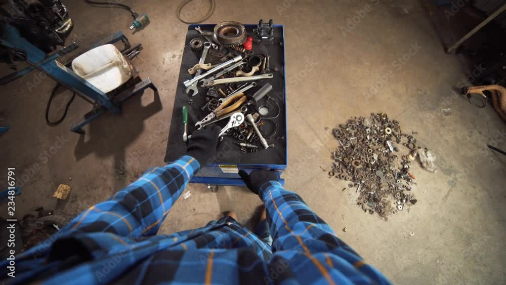 Close-up picture of mechanical workshop tools. Professional car ...