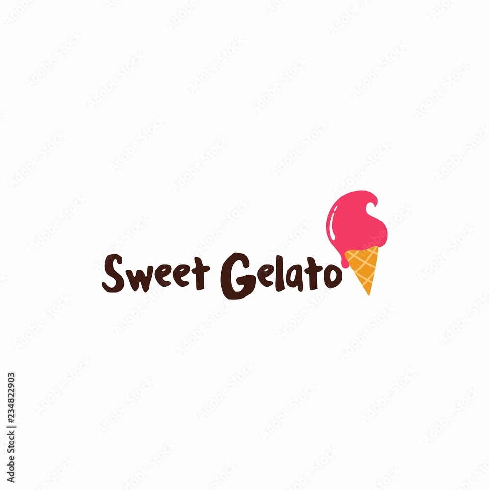 Ice Cream Gelato Logo, Sign, Typography, Icon, Symbol Vector Design ...