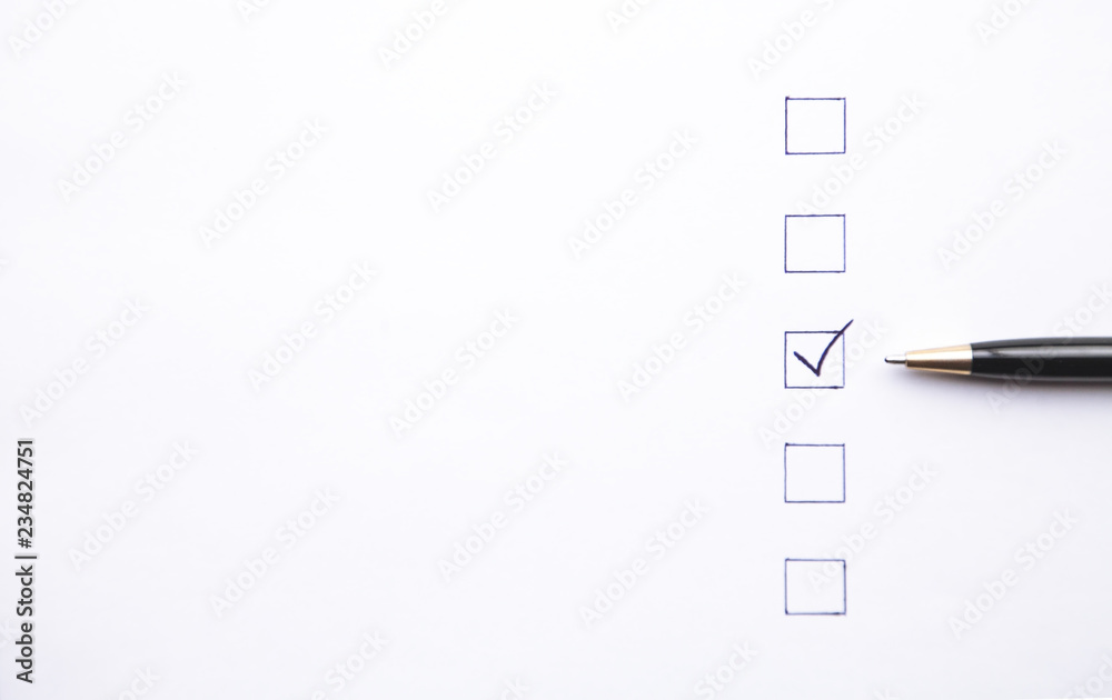 Pen and Checklist on white paper. Business concept Stock Photo | Adobe ...