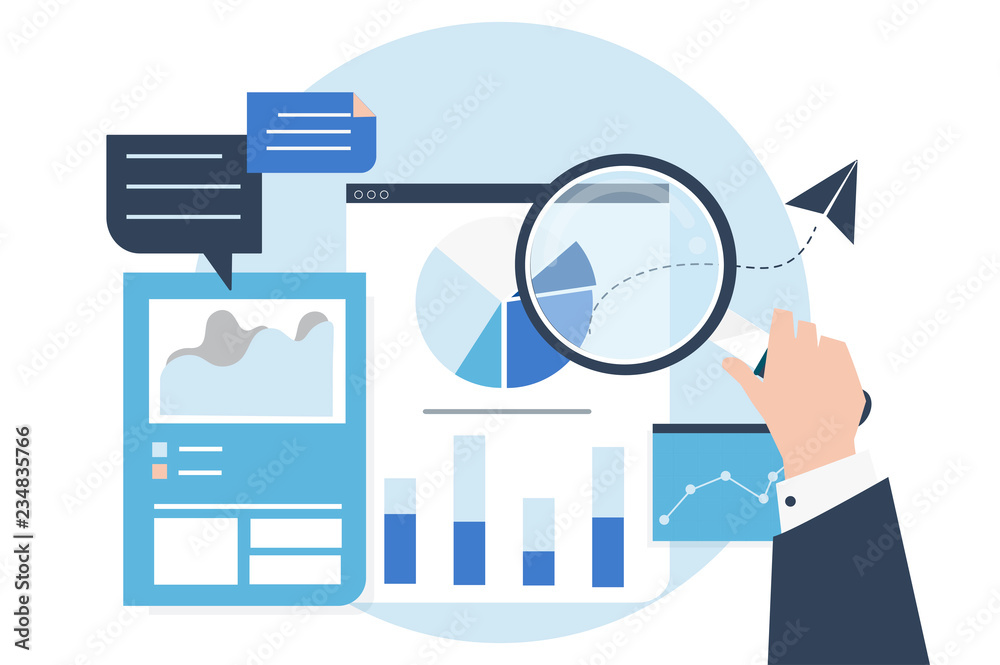 Business performance analysis with graphs Stock Vector | Adobe Stock