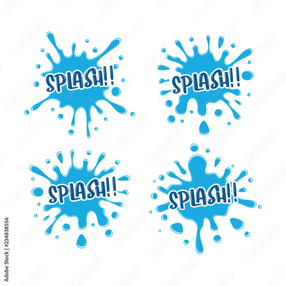 Set of Water Splash Blue Color Abstract Template Symbol Splatter Vector ...