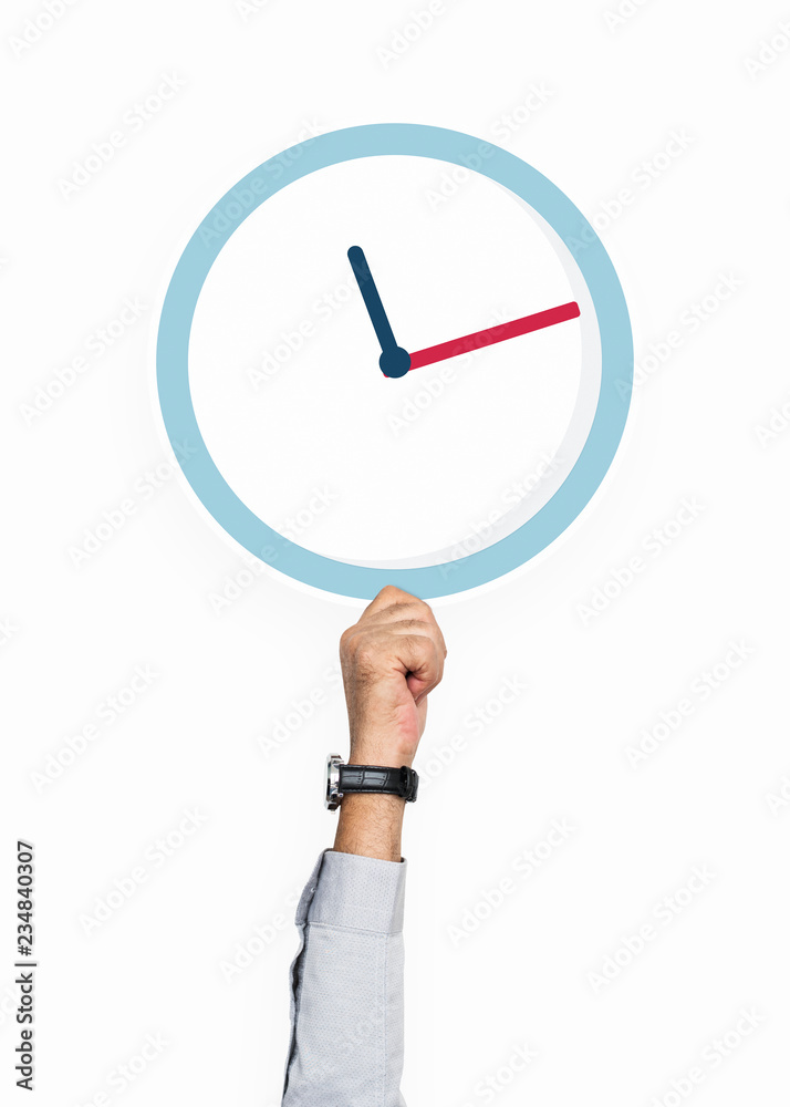 Hand holding an analog clock clipart Stock Photo | Adobe Stock