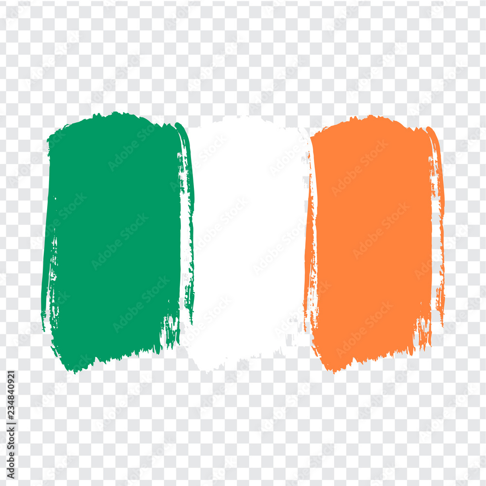 Flag Ireland, brush stroke background. Flag Republic of Ireland on ...