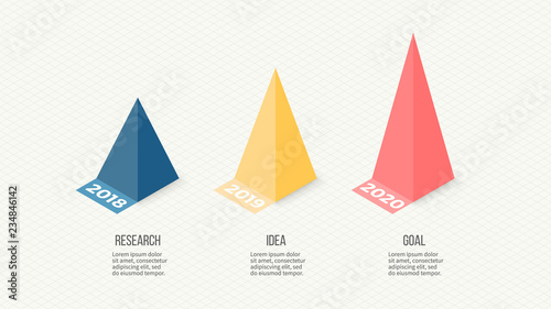 Isometric infographics. Bar chart, graph with 3 pyramids, options ...