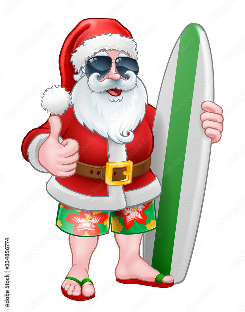 Cool Santa Claus in shorts and flip flops wearing shades or sunglasses ...