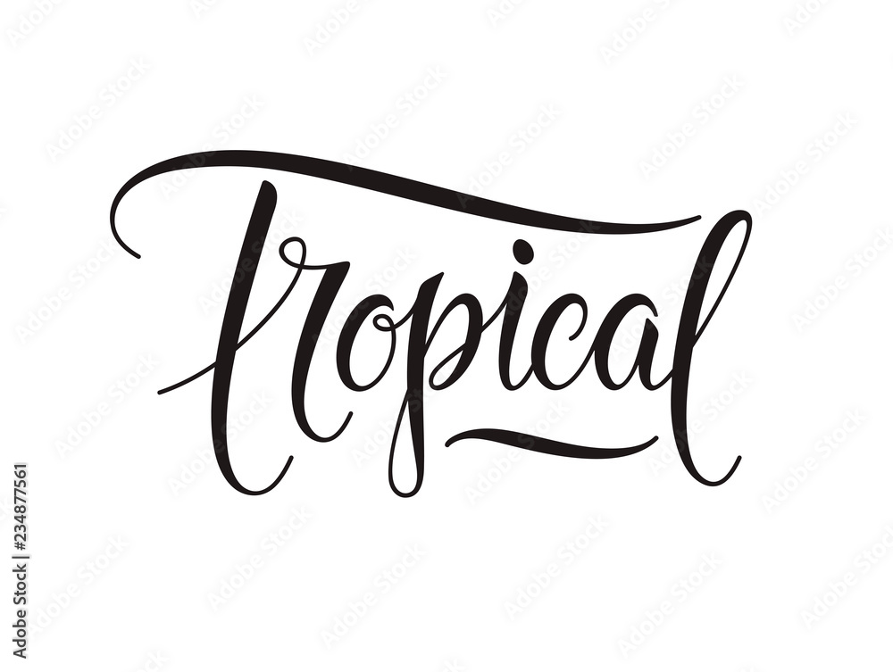 Tropical text and vintage label. Calligraphic design elements for ...