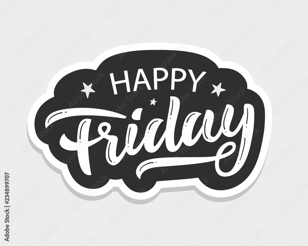 Happy Friday lettering, Positive hand written quote Stock Vector ...