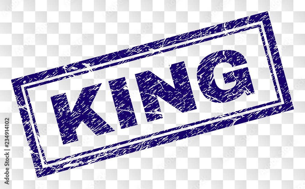 KING stamp seal print with distress style and double framed rectangle ...