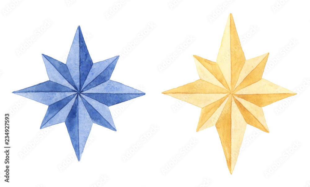 Collection of watercolor Christmas stars. Stock Illustration | Adobe Stock