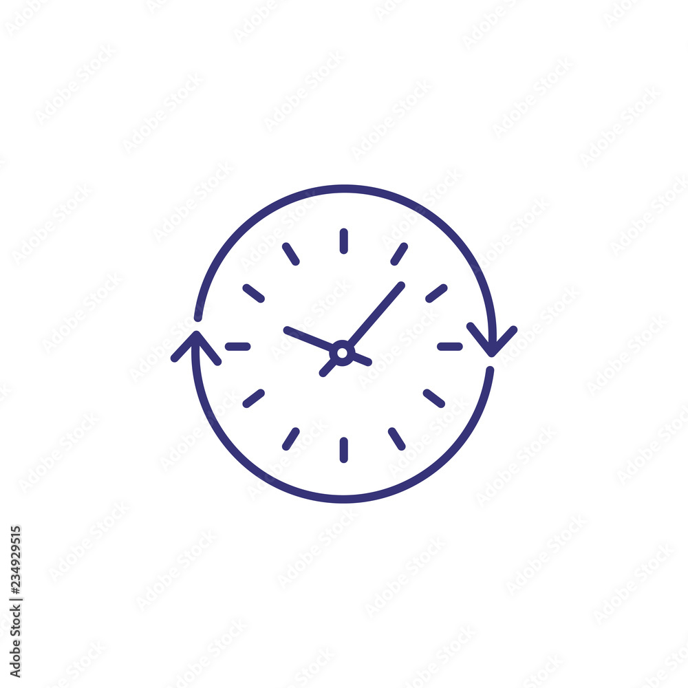 Course of time line icon. Clock, circle, cycle arrow. Time concept. Can ...