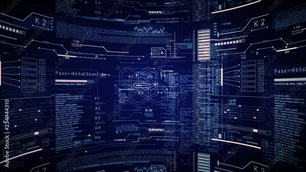 HUD seamless loop in curved screen.Rotating around seamlessly ...