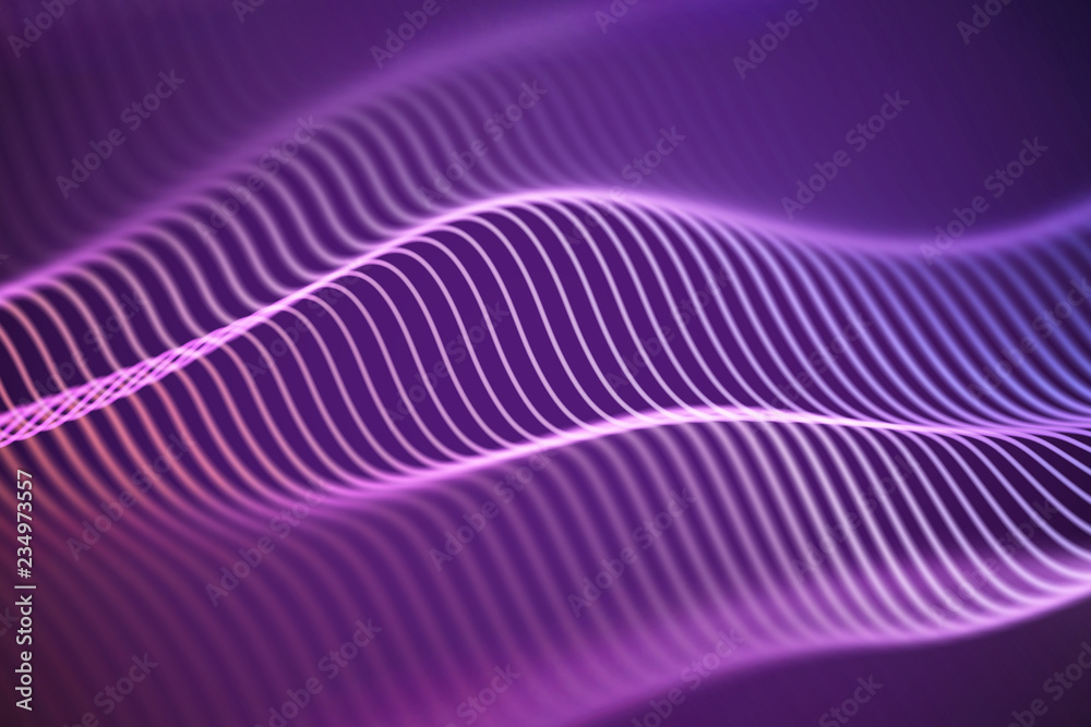 3D Sound waves. Big data abstract visualization. Digital technology ...