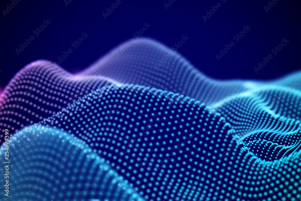 Visualization of sound waves. Abstract digital landscape or soundwaves ...