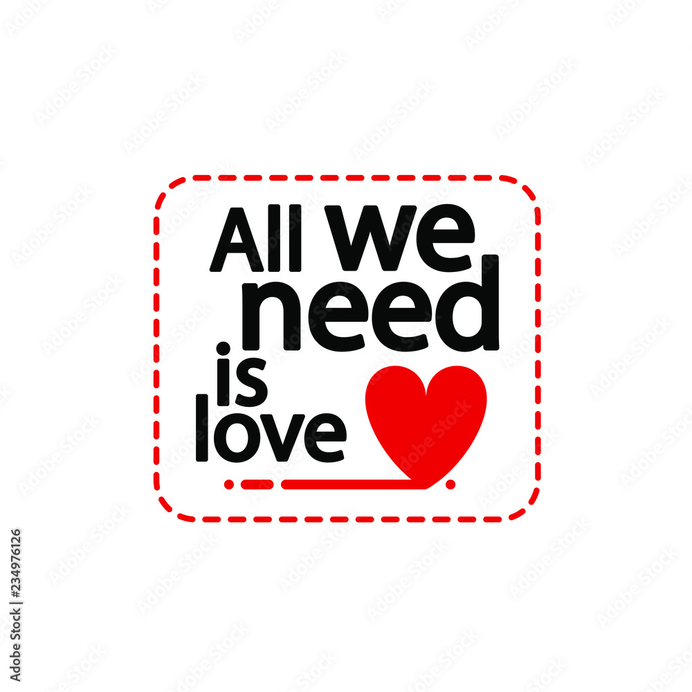 Simple text with heart, vector emblem illustration isolated on white ...