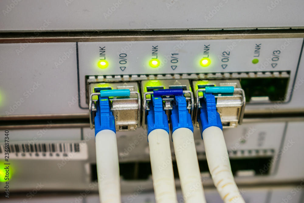 10G main server interfaces. Front panel of the central data center ...
