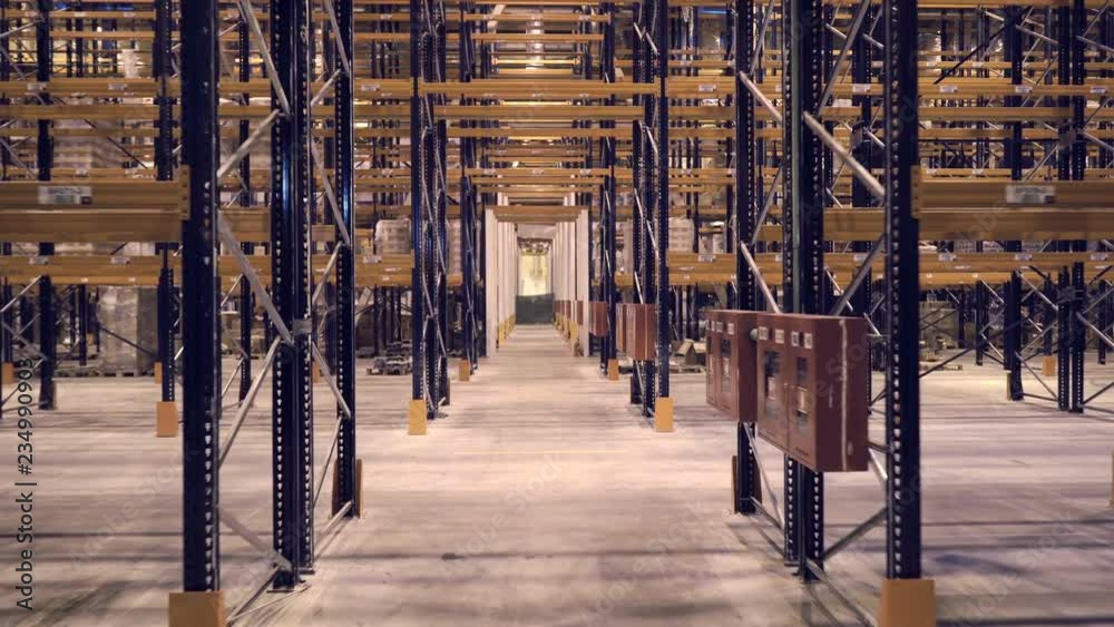 Warehouse, hangar storage racks and shelves industrial logistic ...