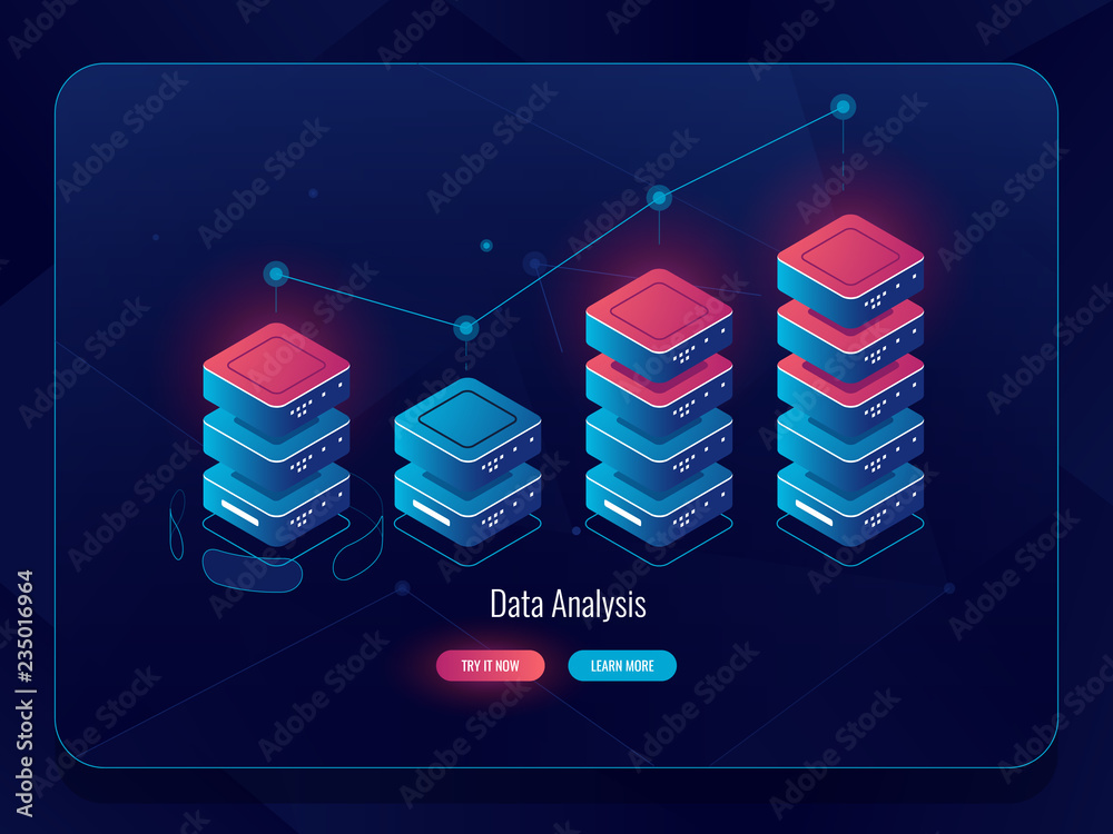 Data visualization isometric cion, information graphic chart, progress ...